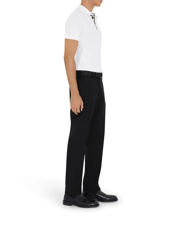 Burberry Cotton Polo Shirt With Embroidered Ekd Logo - White