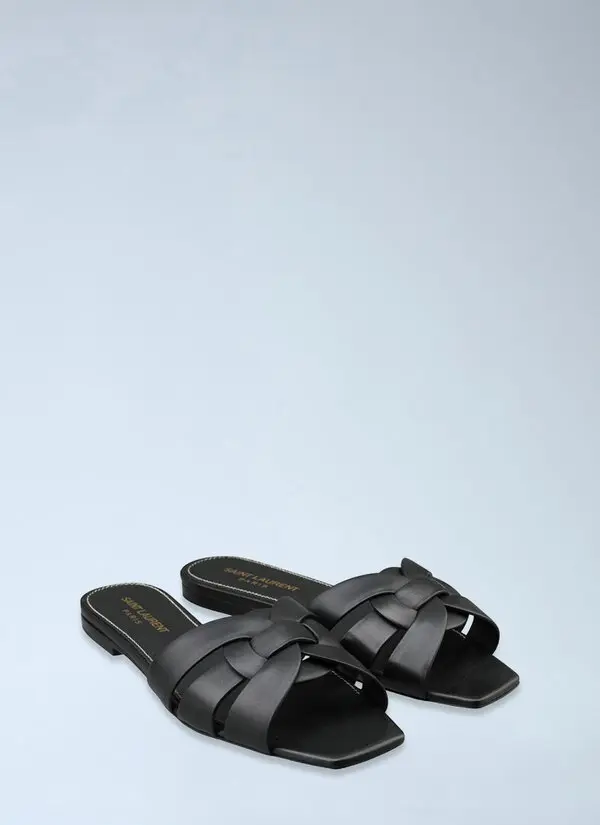 Saint Laurent Tribute Leather Sandals - Black