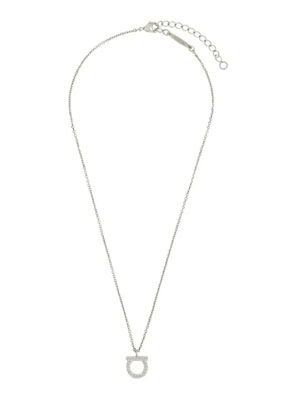 FERRAGAMO Colored Necklace With Gancini Pendant In Brass For - Silver