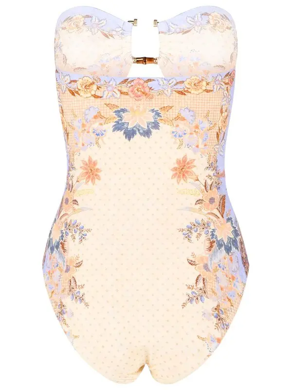 Zimmermann Indra Bamboo Finish One-piece Swimsuit - Cream