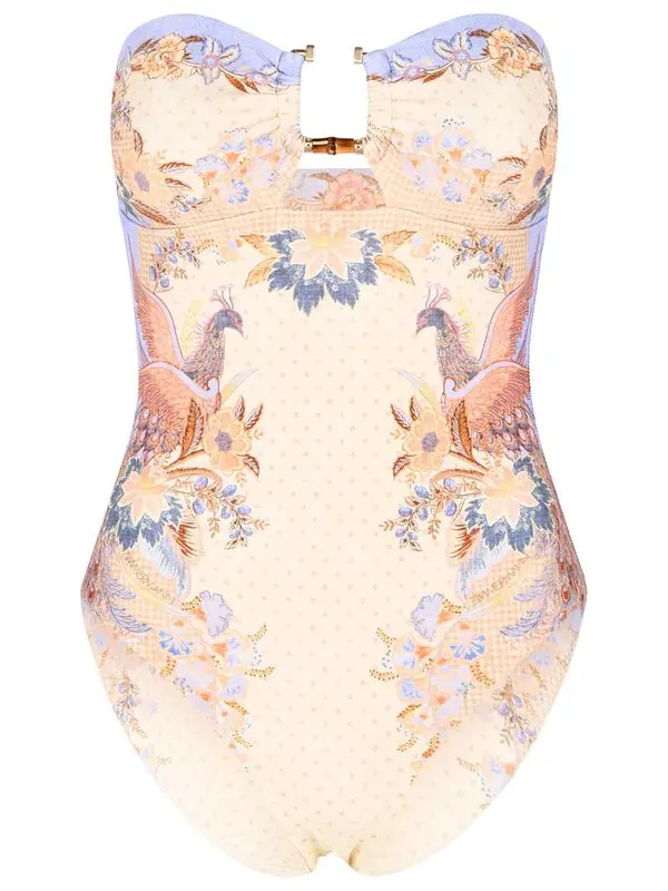 Zimmermann Indra Bamboo Finish One-piece Swimsuit - Cream
