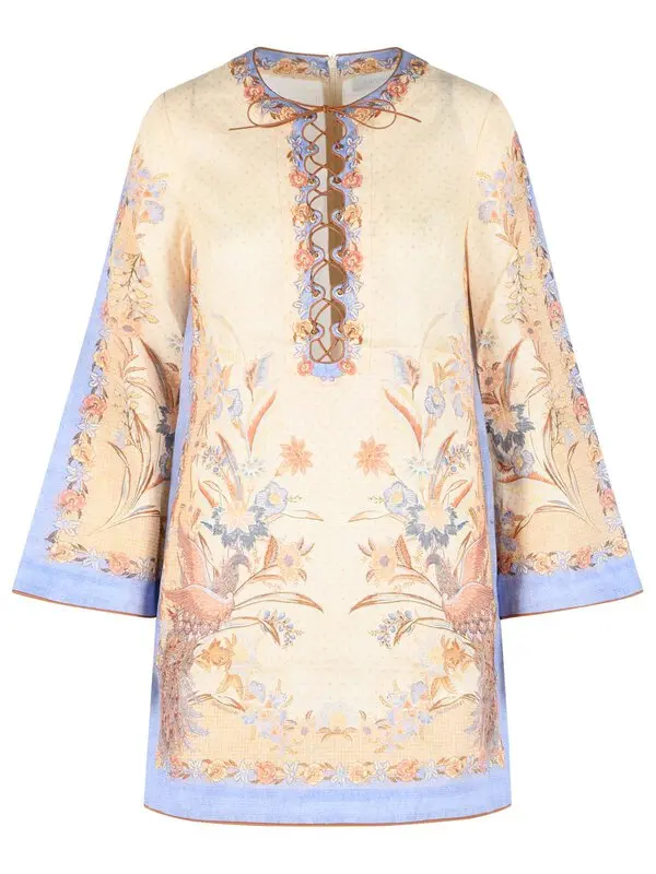 Zimmermann Indra' Beige Linen Tunic Mini Dress - Cream