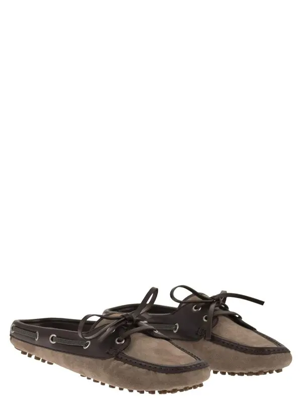 Brunello Cucinelli Suede Sabot Loafers