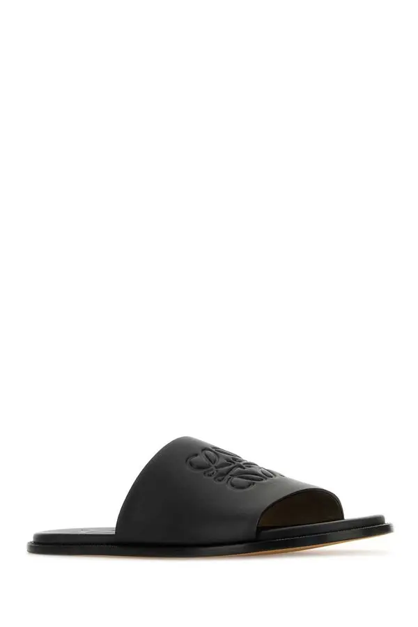 Loewe Black Leather Paula S Ibiza Flex Slippers