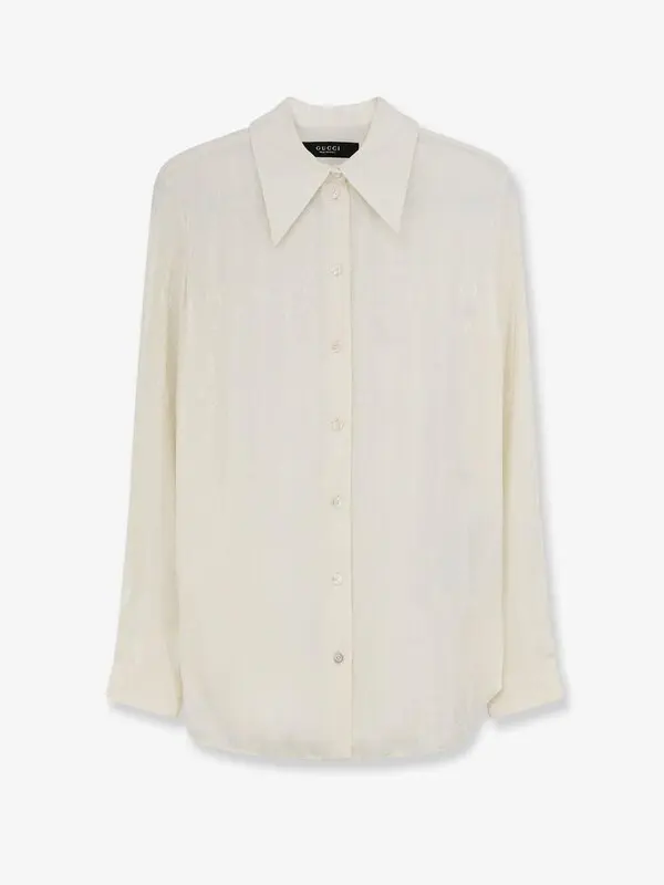 Gucci Silk Shirt With Chain And Incrocio Gg Motif - Multicolor
