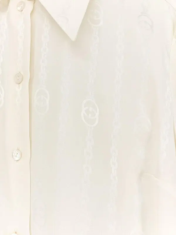 Gucci Silk Shirt With Chain And Incrocio Gg Motif - Multicolor