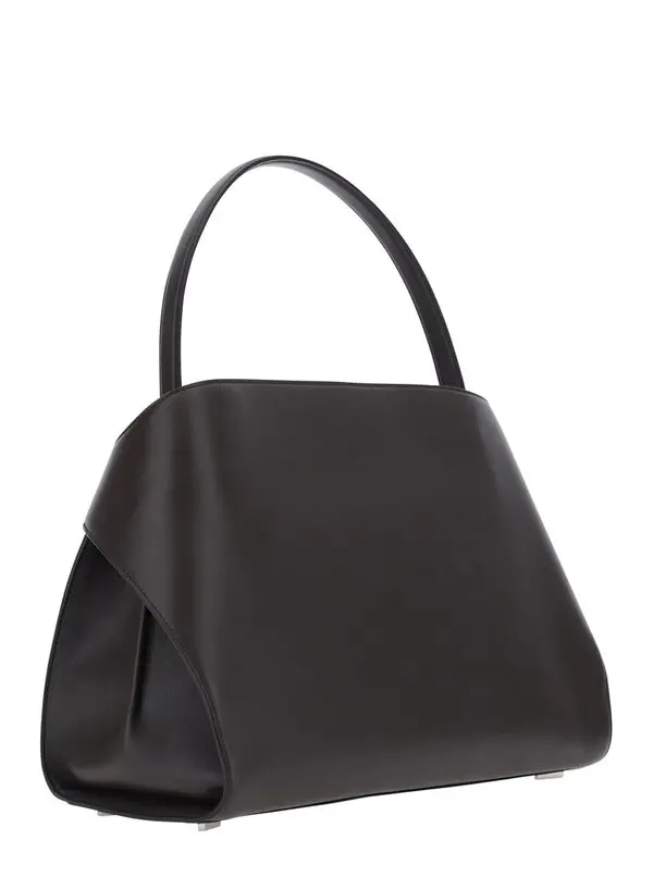 FERRAGAMO Hug Media' Black Handbag With Logo And Gancini Buckles In Leather For - Multicolor