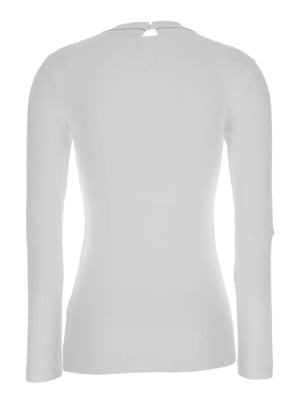 Brunello Cucinelli Monile-embellished Long Sleeve Cotton T-shirt - White