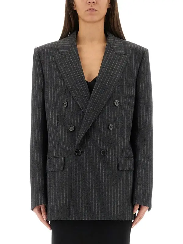 Saint Laurent Cassandre Double-breasted Jacket - Gray