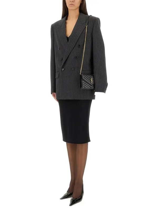 Saint Laurent Cassandre Double-breasted Jacket - Gray