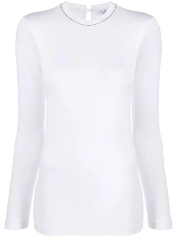 Brunello Cucinelli Chain Collar Long-sleeved Fitted Top