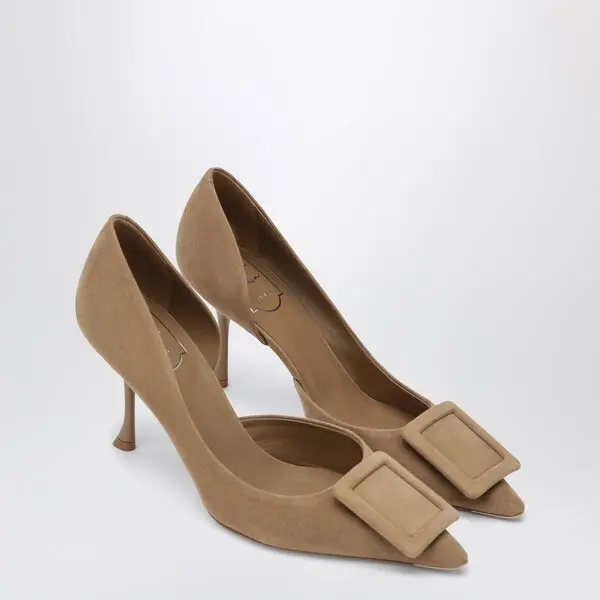 ROGER VIVIER Viv Ville D'orsay Suede Pumps - Cream