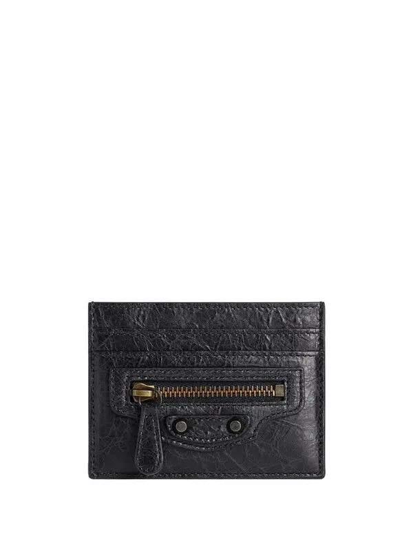 Balenciaga Le City Card Holder In Arena Lambskin - Black