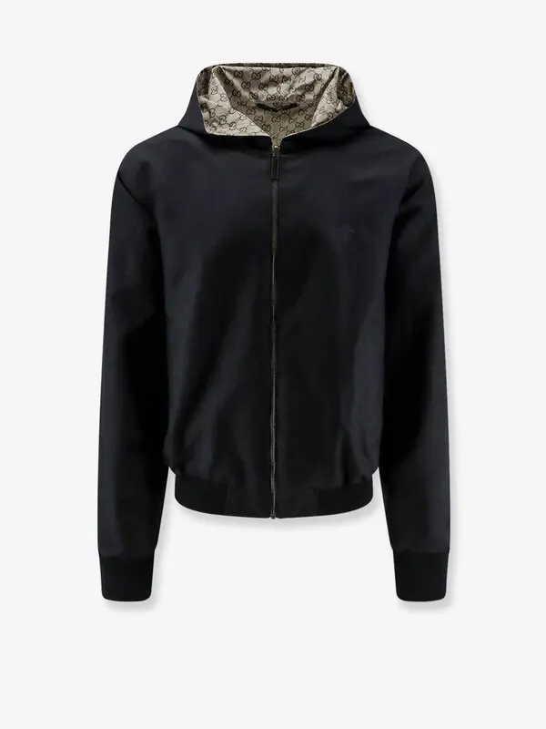 Gucci Reversible Cotton And Gg Nylon Jacket - Black