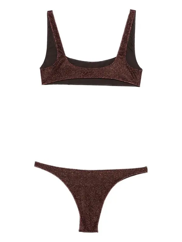 Oseree Lurex Sports Bikini - Brown