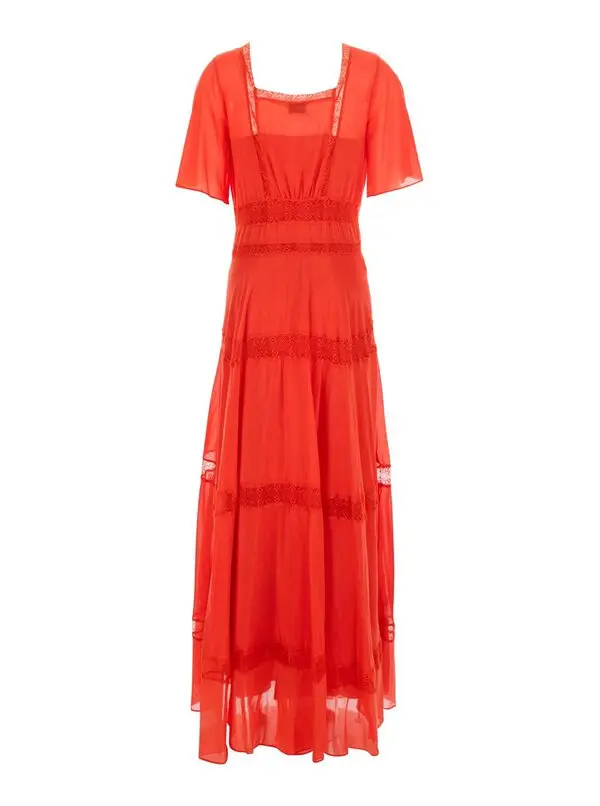 FORTE_FORTE Cotton Silk Lace Detailed Maxi Dress - Multicolor