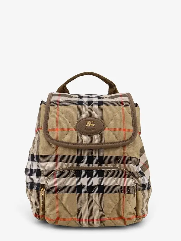 Burberry Horseshoe Nylon Backpack With Check Pattern