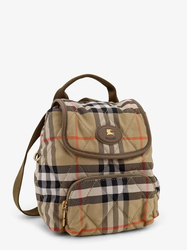 Burberry Horseshoe Nylon Backpack With Check Pattern