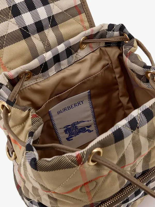 Burberry Horseshoe Nylon Backpack With Check Pattern