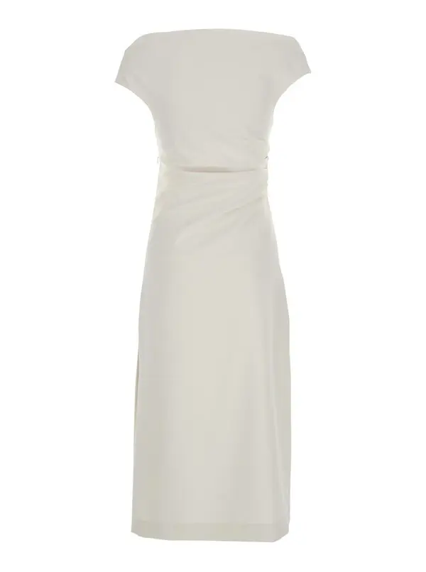P.a.r.o.s.h Long Dress With Square Neckline And Draped Details - Multicolor