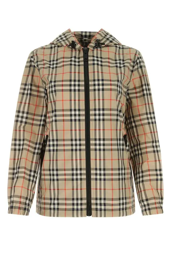 Burberry Check Embroidered Polyester Windbreaker - Multicolor