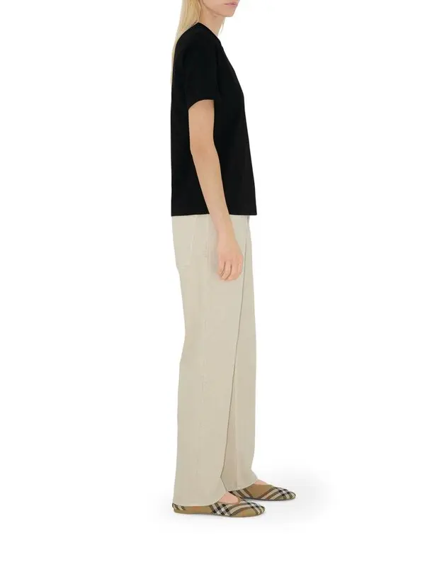Burberry Cotton T-shirt With Check Application - Black