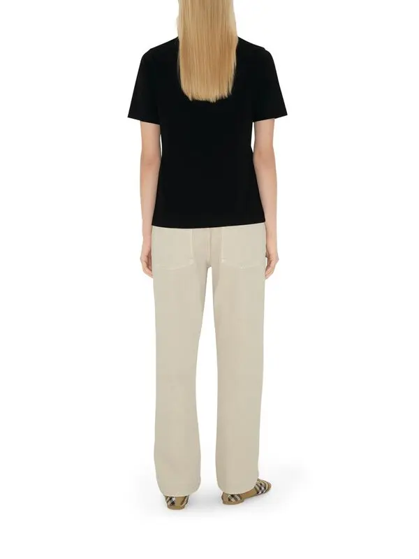 Burberry Cotton T-shirt With Check Application - Black