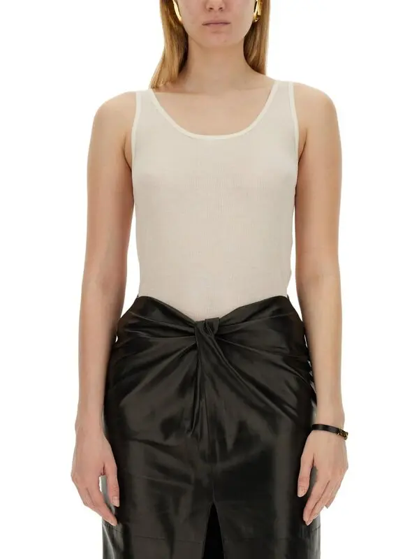 Saint Laurent Round Neckline Tank Top - Cream