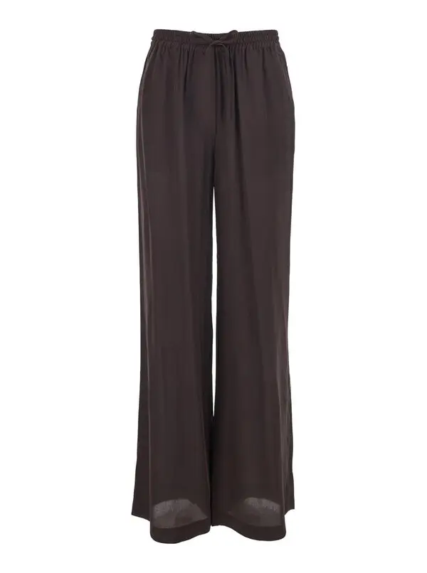 P.a.r.o.s.h Brown Silk Drawstring Waist Pants - Multicolor