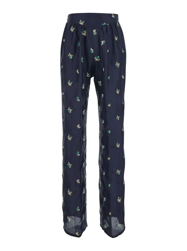FORTE_FORTE Silk Embroidered Pants - Multicolor