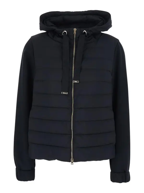 Herno Down Jacket With Drawstring Hood And Quilted Design In Cotton And Tech Fabric - Black