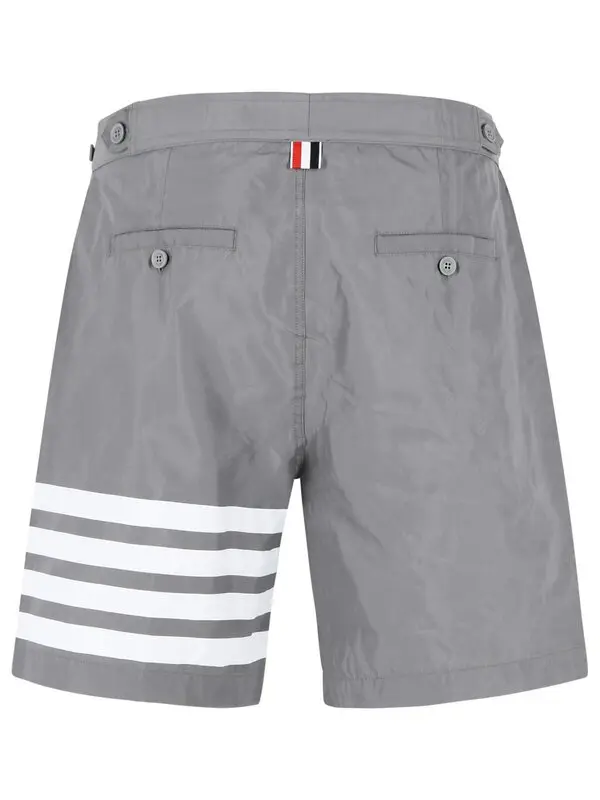 Thom Browne Swim Tech 4 Bar' Grey Nylon Swimsuit