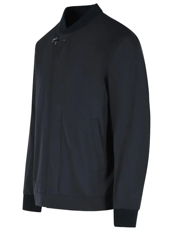 FAY Cotton Blend Microfaille Bomber Jacket
