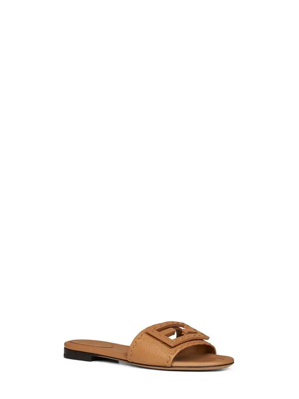 Fendi Tan Leather Baguette Slides