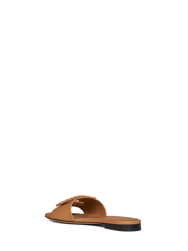 Fendi Tan Leather Baguette Slides