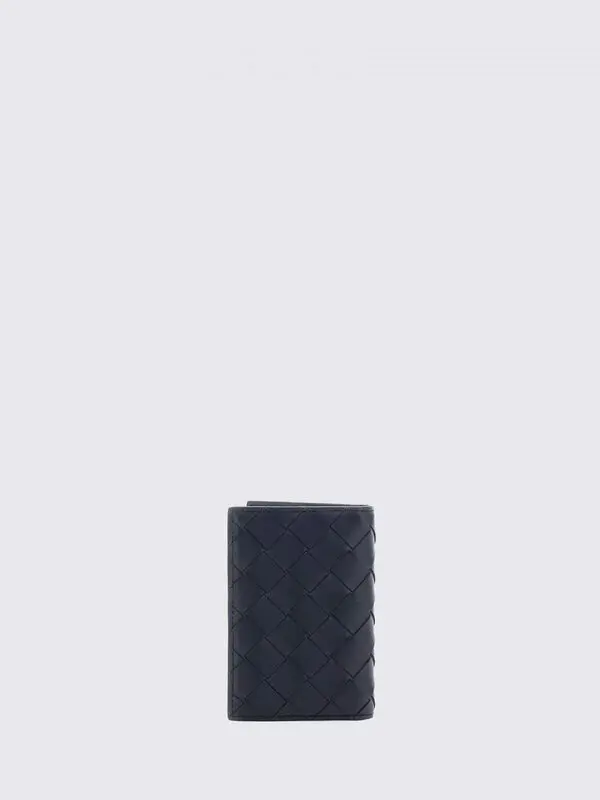 Bottega Veneta Bifold Card Holder In Bicolour Intrecciato Nappa Leather - Blue