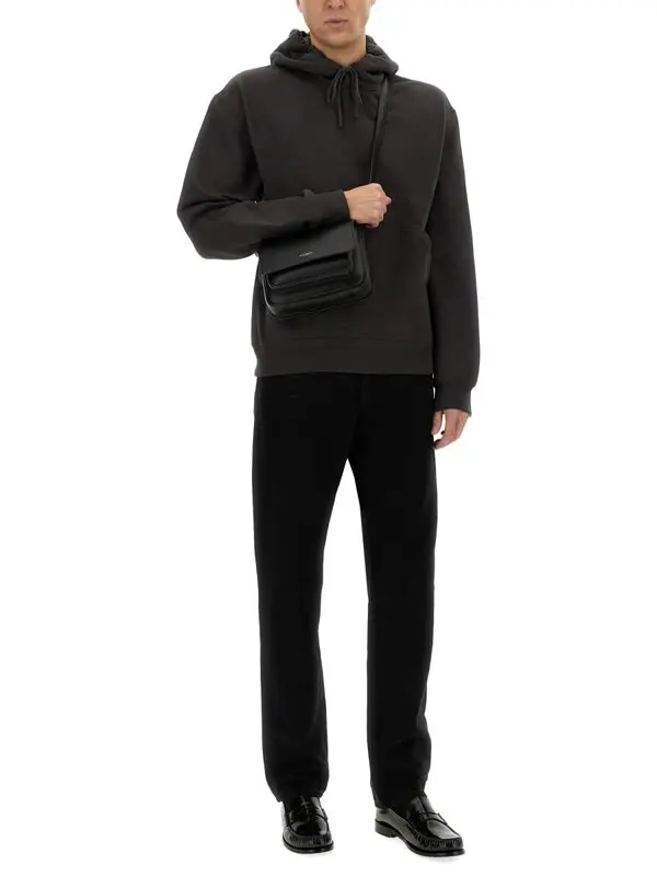 Saint Laurent Hooded Sweatshirt With Logo - Gray