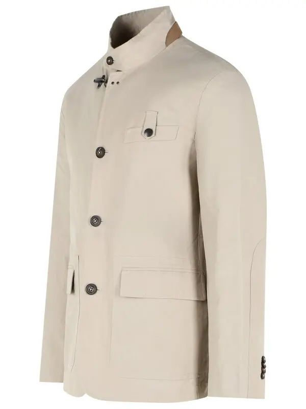 FAY Racing' Beige Cotton And Nylon Faille Jacket