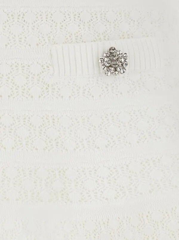 SELF-PORTRAIT White Pointelle Knit Mini Skirt