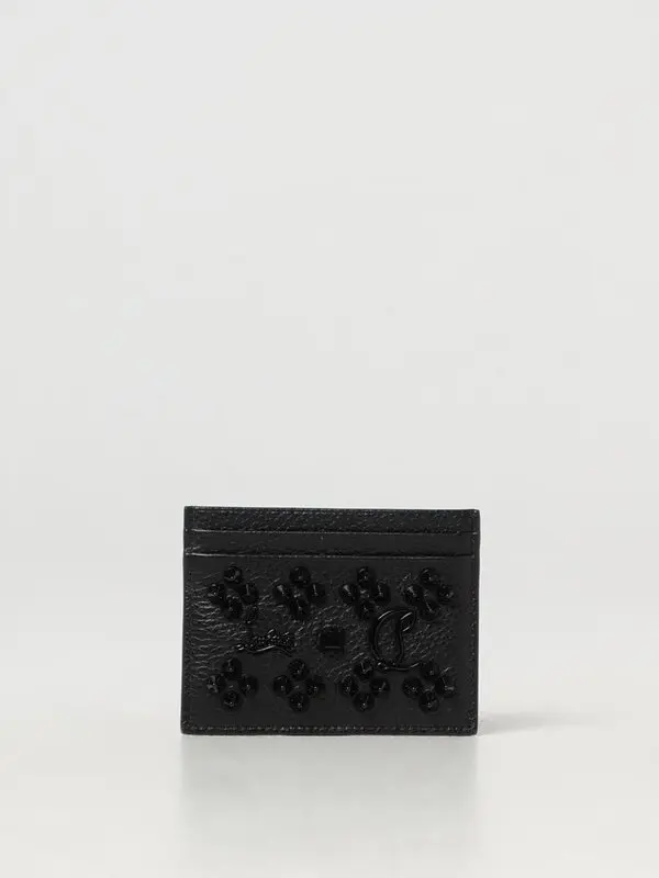 CHRISTIAN LOUBOUTIN Kios Hammered Leather Credit Card Holder - Black