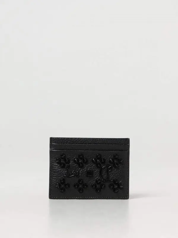 CHRISTIAN LOUBOUTIN Kios Hammered Leather Credit Card Holder - Black