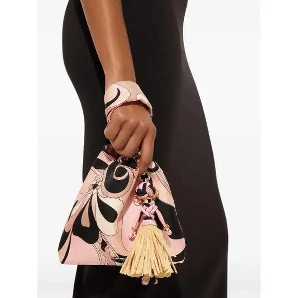Emilio Pucci Printed Lycra And Raffia Keyring - Cream