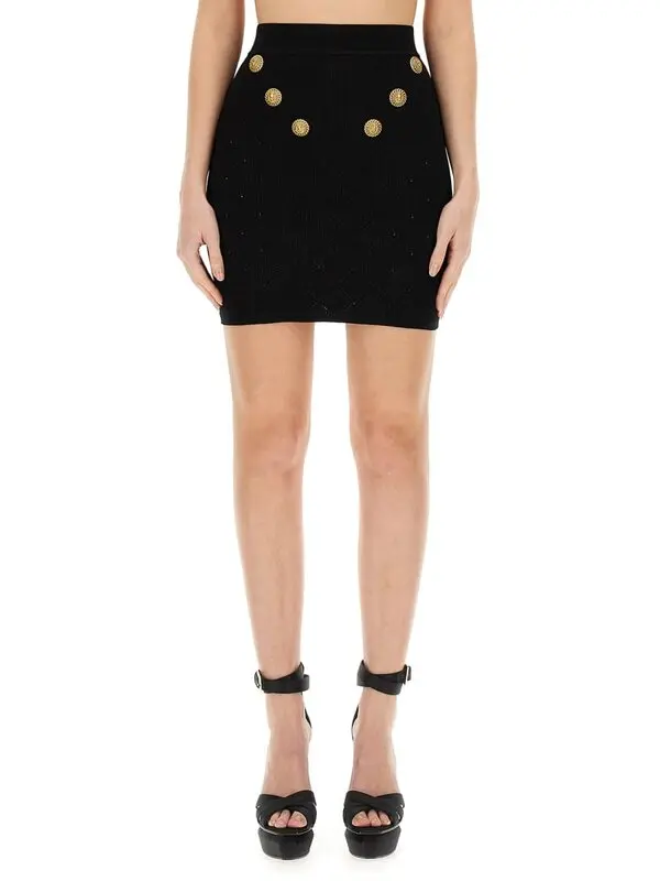 Balmain Knit Skirt - Black