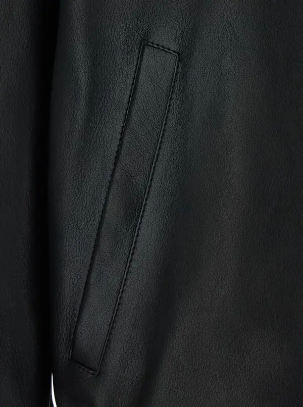 Versace Black Jacket Jacket With Front Closure And High Collar Leather