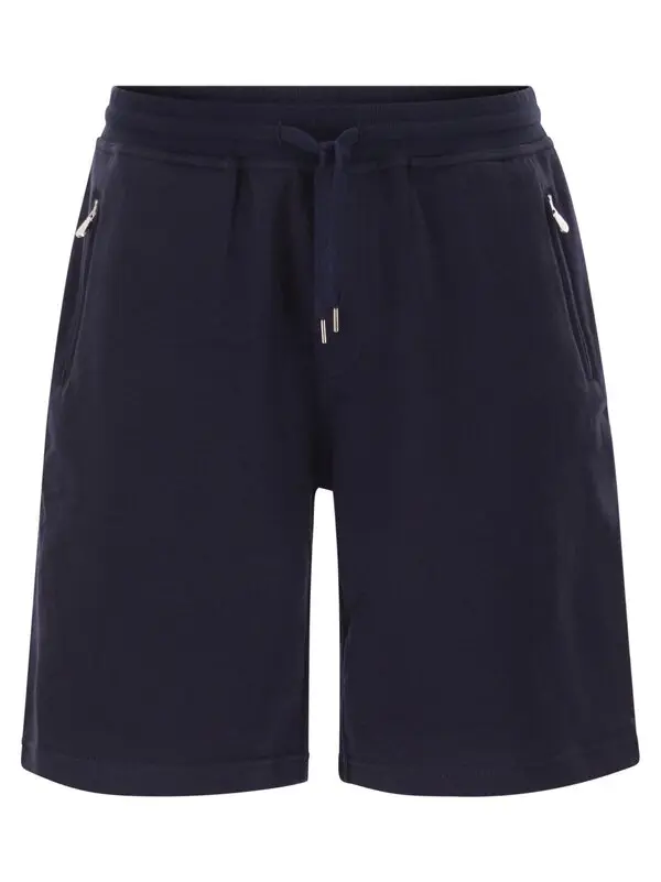 Brunello Cucinelli Techno Cotton Fleece Bermuda Shorts - Blue