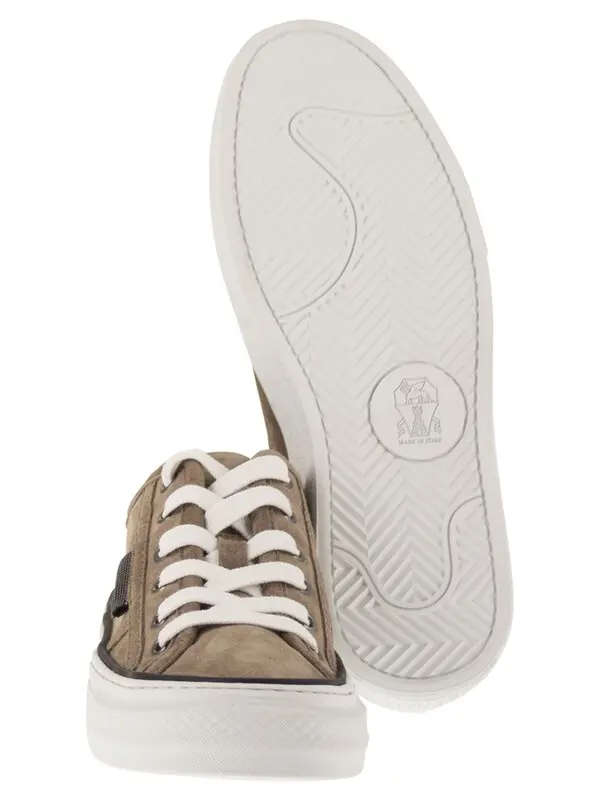 Brunello Cucinelli Suede Trainers With Shiny Tab