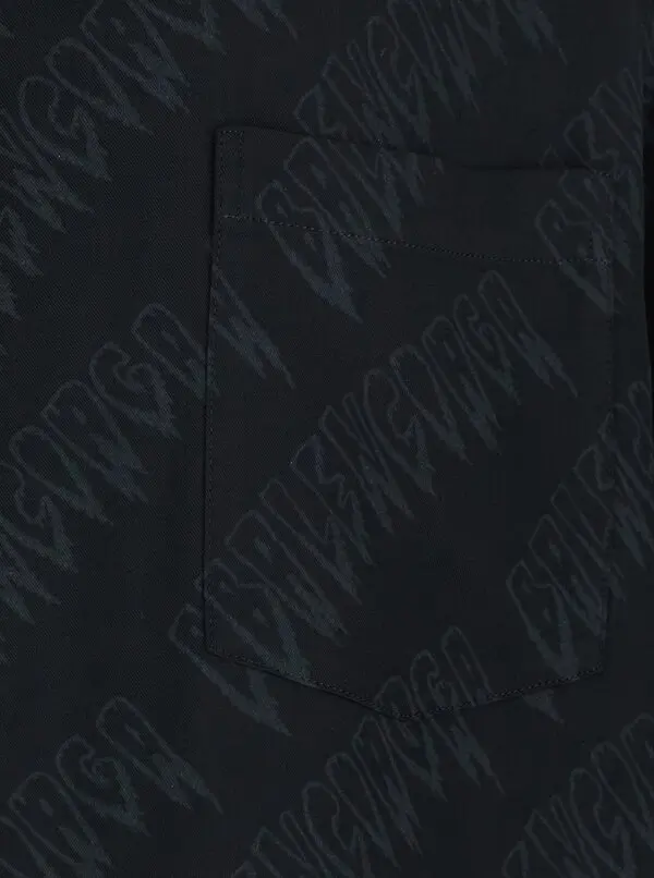 Balenciaga Shirt 'creeper' With Classic Collar And All-over Logo Motif In Viscose For - Black