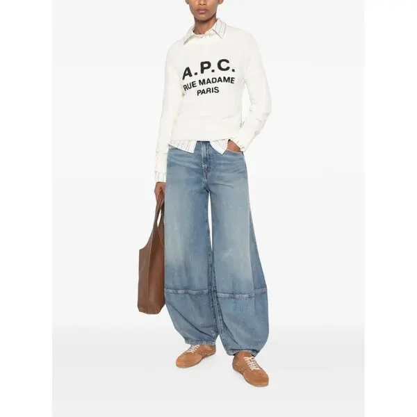 A.p.c. Virgin Wool Crew Neck Logo Knitwear Jumper - White
