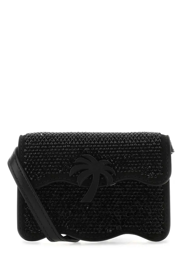 Palm Angels Embellished Leather Micro Palm Beach Crossbody Bag - Black