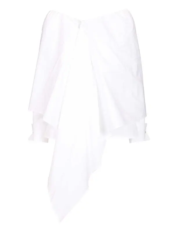 Max Mara Cotton Poplin Asymmetrical Blouse - White